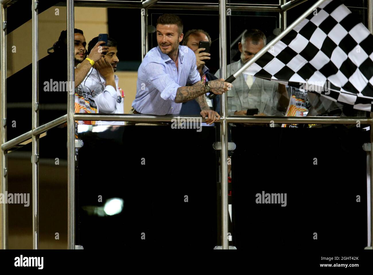 David Beckham (GBR) Former Football Player waves the chequered flag at ...