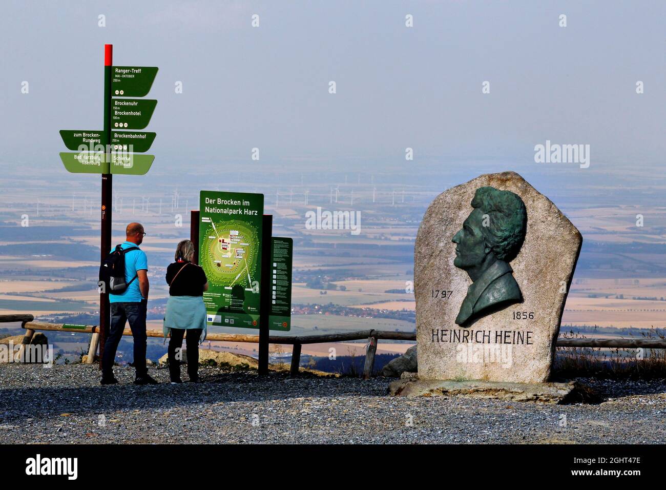 Heinedenkmal on the top of the Brocken, signpost and vein map ...