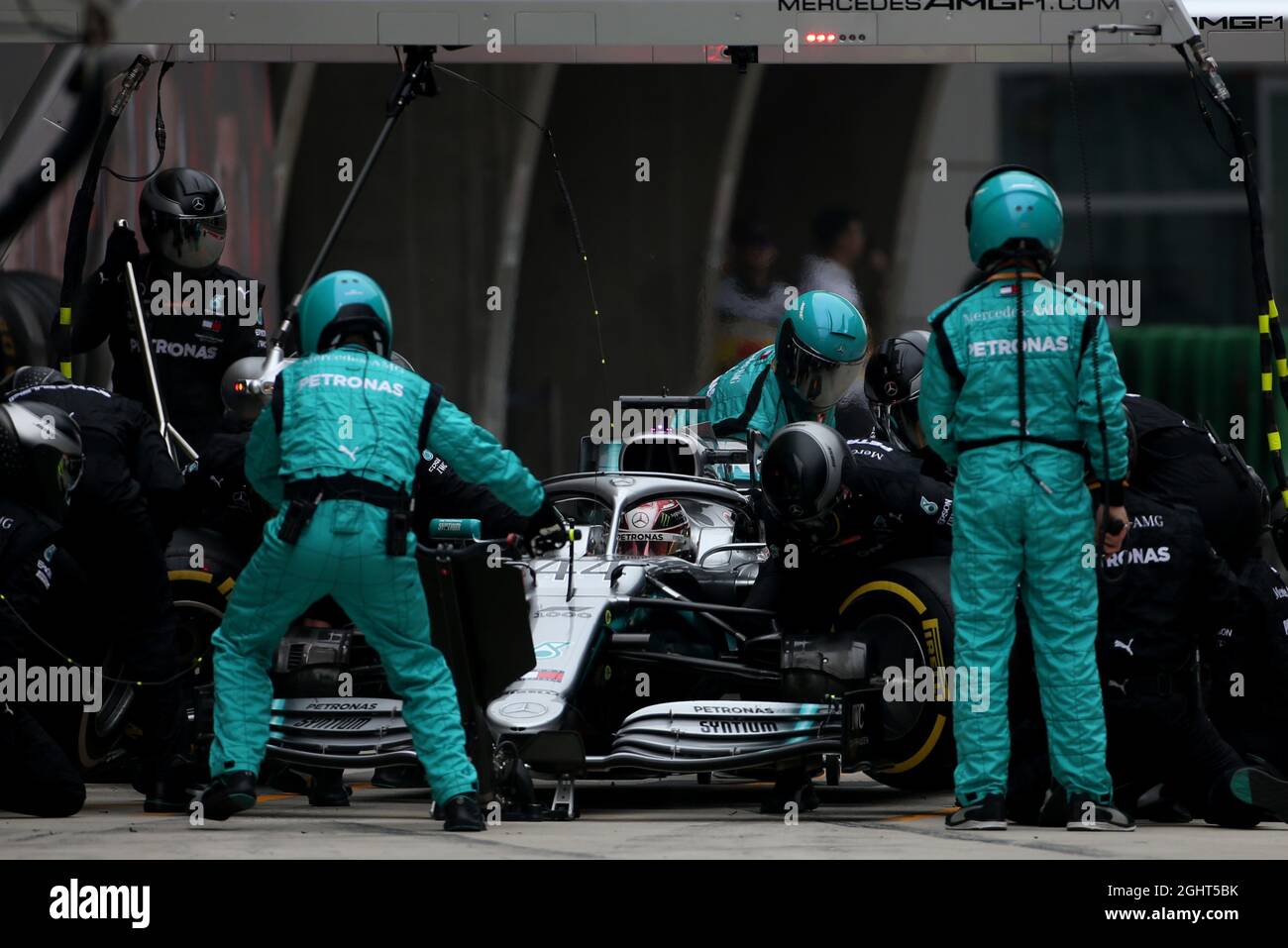 Mercedes amg f1 makes a pit stop hi-res stock photography and images ...