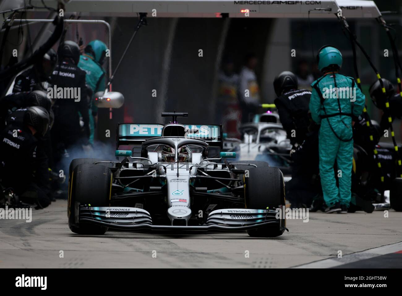 Mercedes amg f1 makes a pit stop hi-res stock photography and images ...