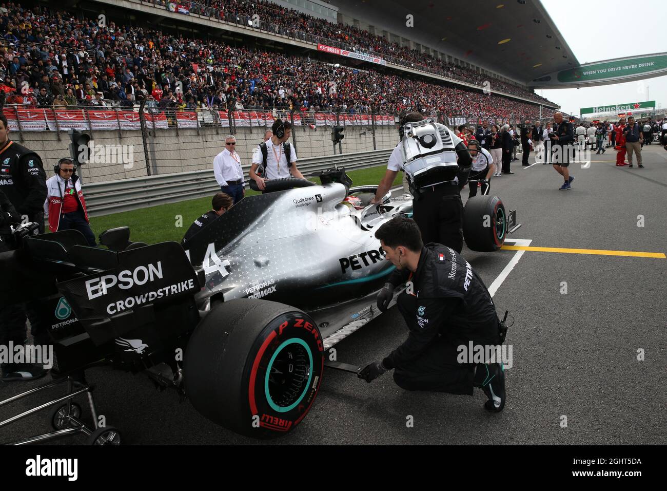 Lewis Hamilton (GBR) Mercedes AMG F1 W10 on the grid. 14.04.2019 ...