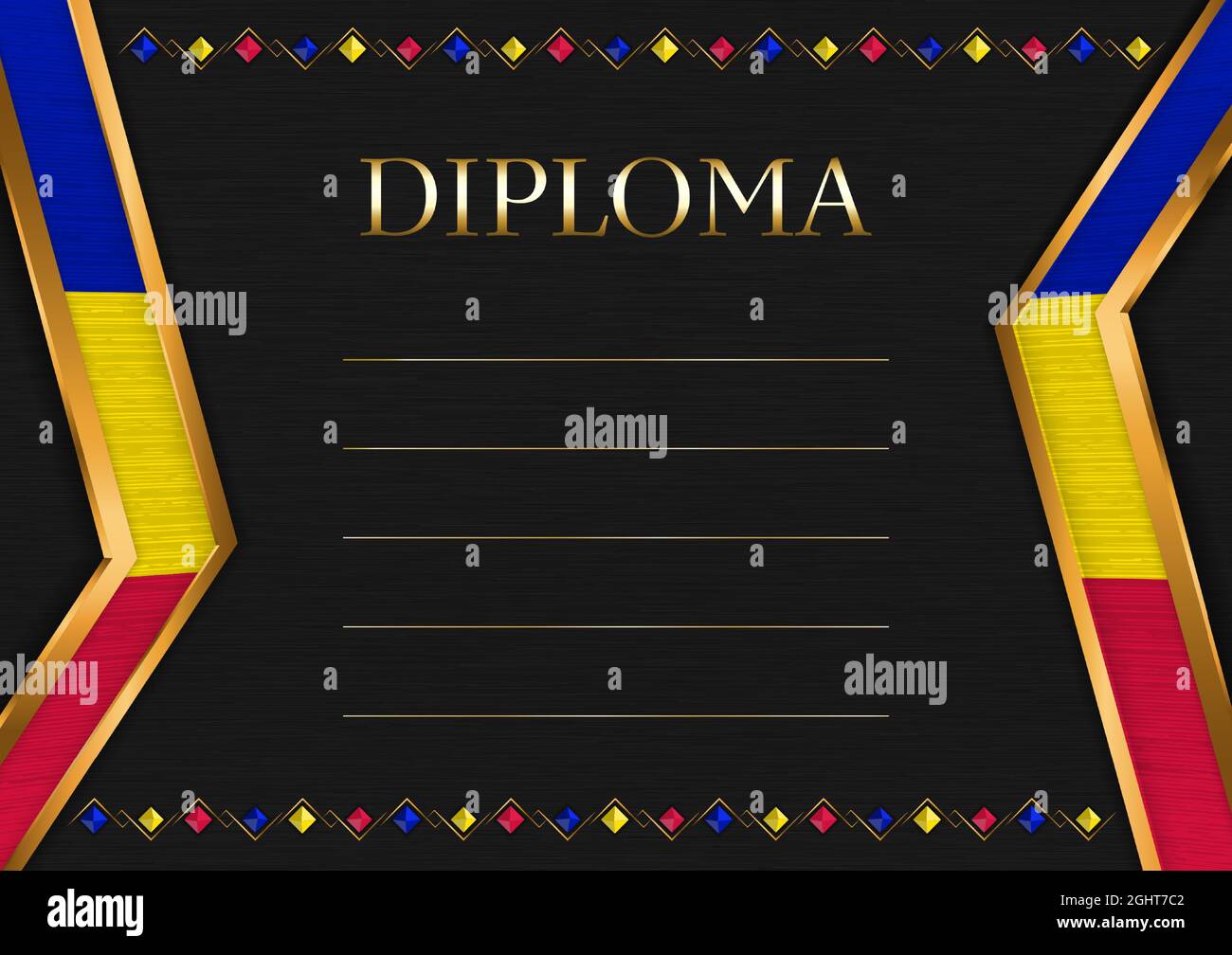 Horizontal frame and border on black metal background, with colors of ...