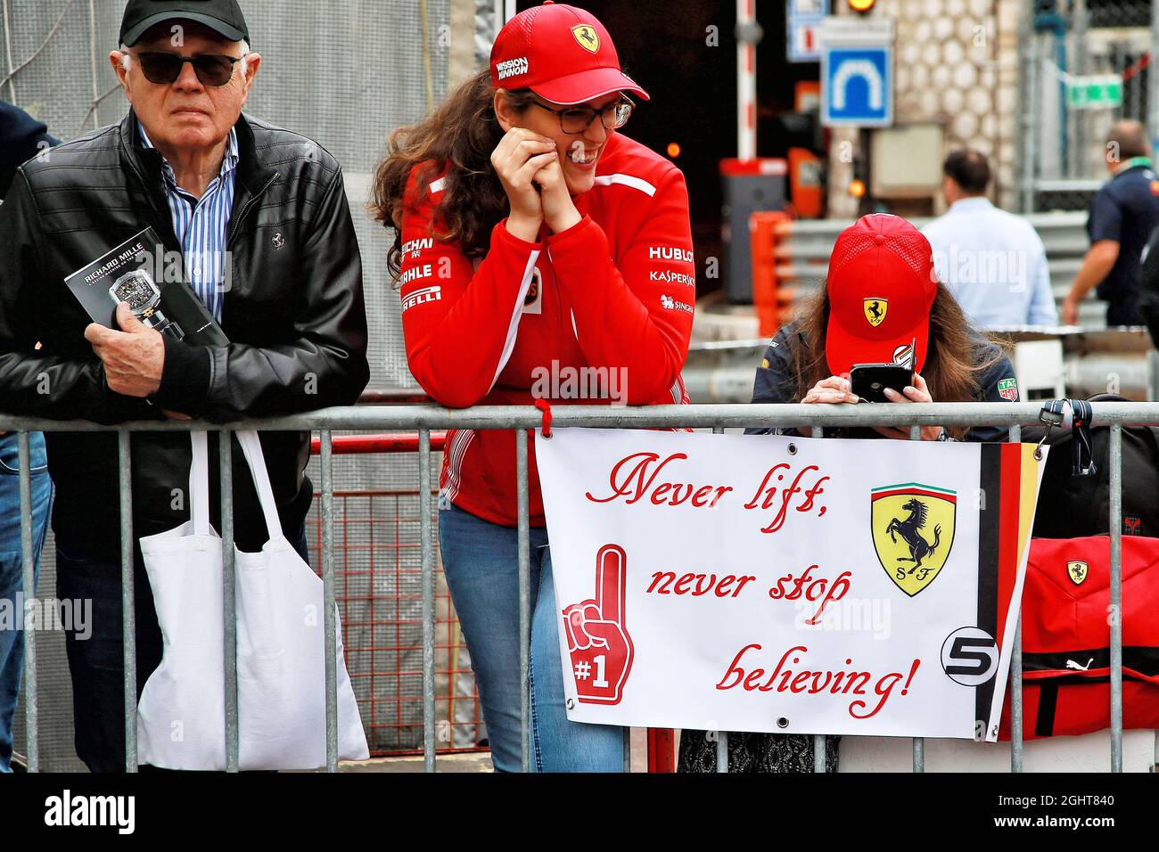 Circuit atmosphere - Sebastian Vettel (GER) Ferrari fans and banner. 22 ...