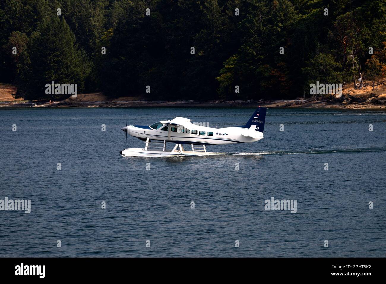 Seaplane taking off in Departure Bay Nanaimo, Vancouver Island British ...