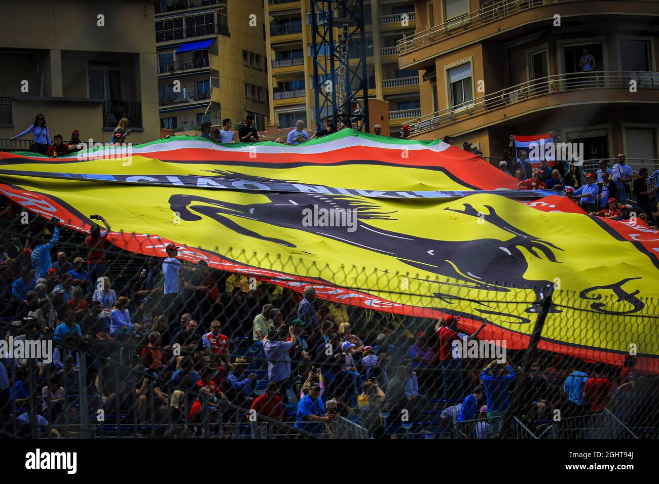 Ferrari flag with fans in the grandstand. 26.05.2019. Formula 1 World ...
