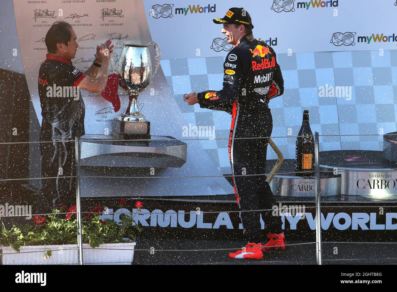 Honda racing f1 technical director celebrates on podium hi-res stock ...