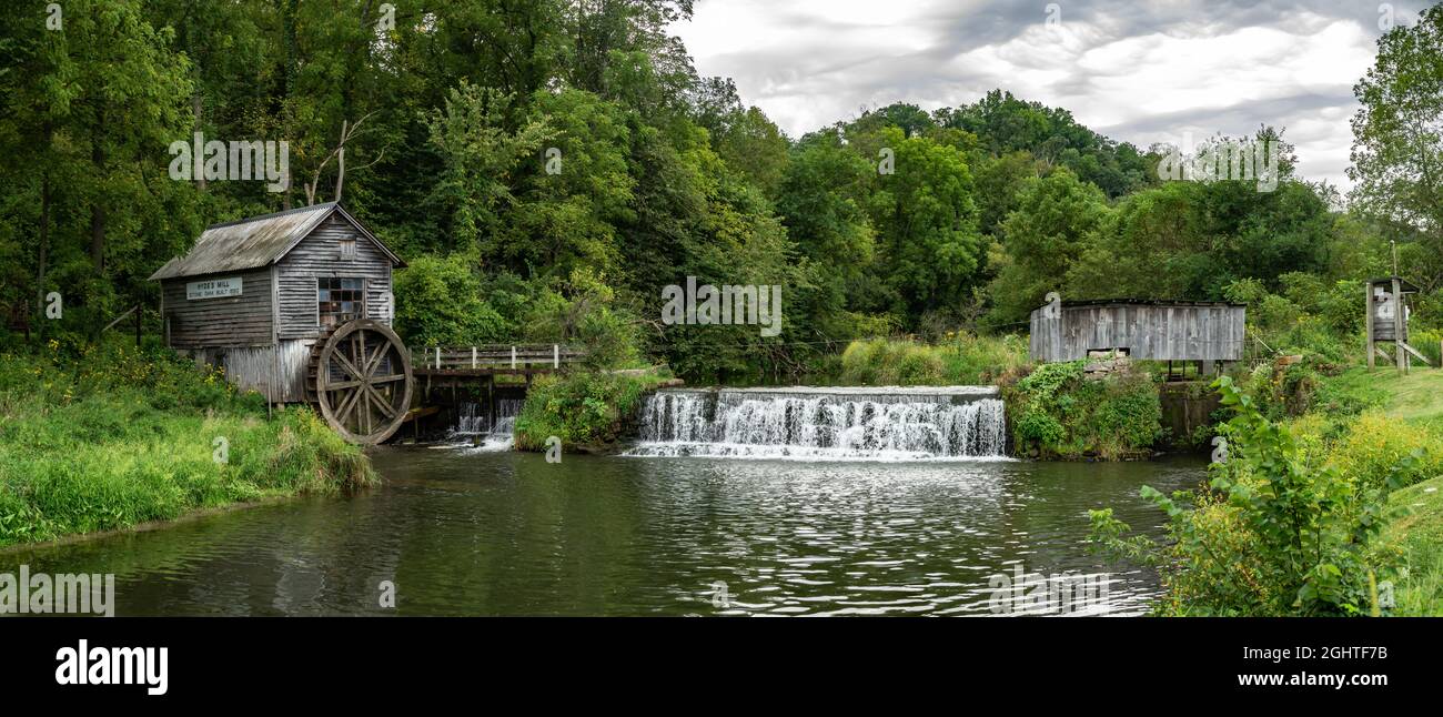 Hyde's mill and dam on a summer afternoon. Ridgeway, Wisconsin Stock ...