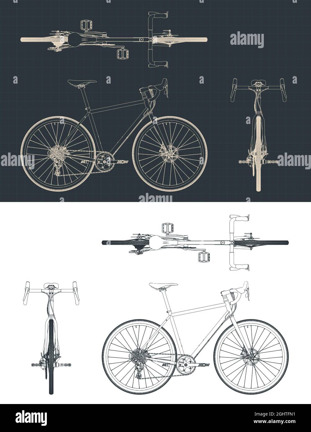 Stylized vector illustration of blueprints of gravel bike Stock Vector ...