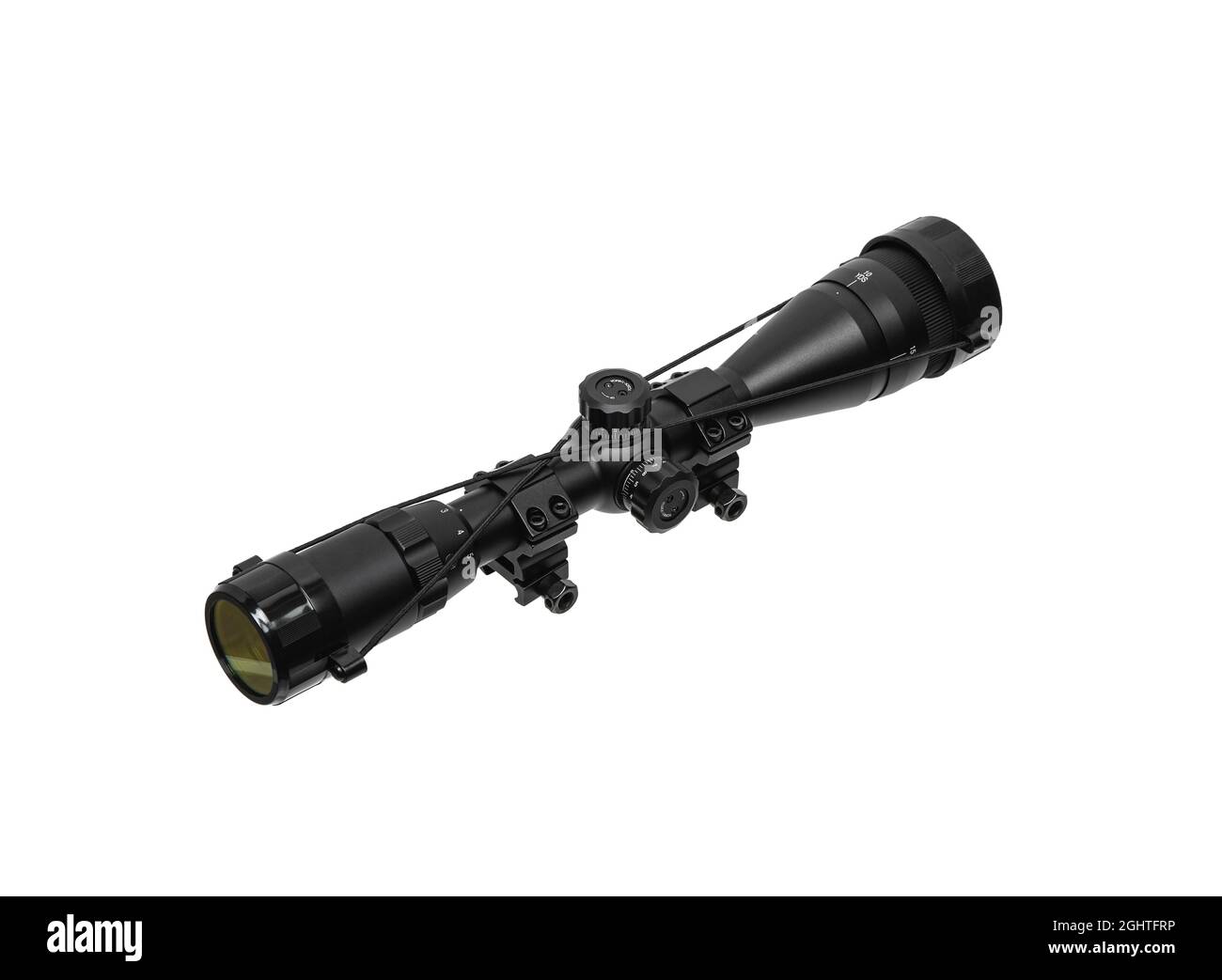modern black optical scope for weapon isolated on white. sight scope ...