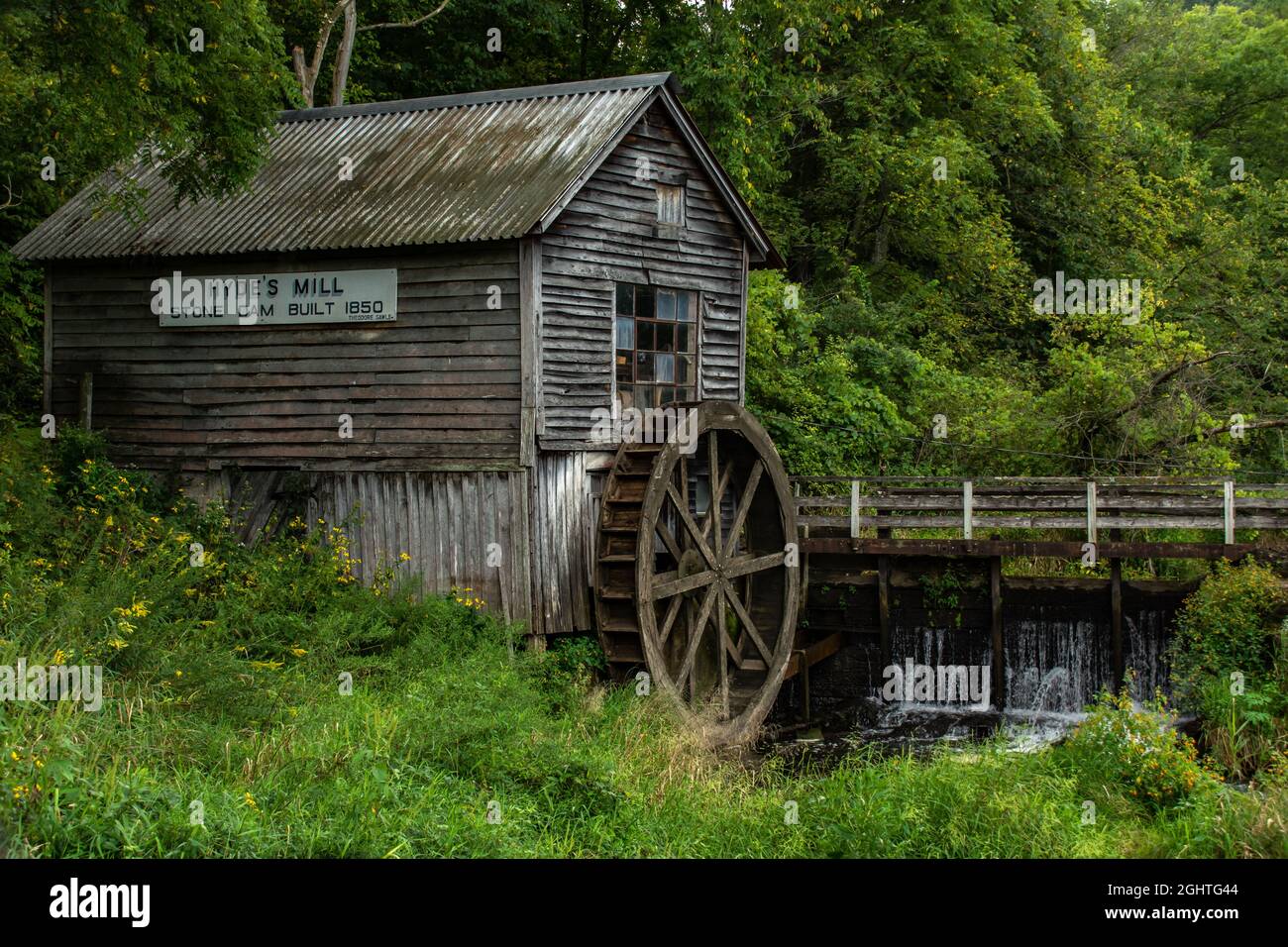 Hyde's mill and dam on a summer afternoon. Ridgeway, Wisconsin Stock ...
