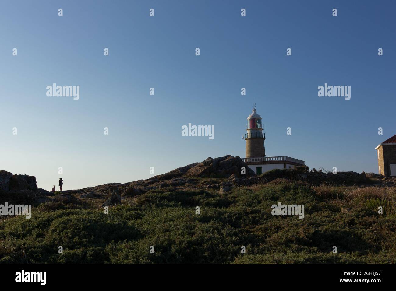 Corrubedo lighthouse in the Atlantic Ocean, Galicia, Spain. Lighthouse ...