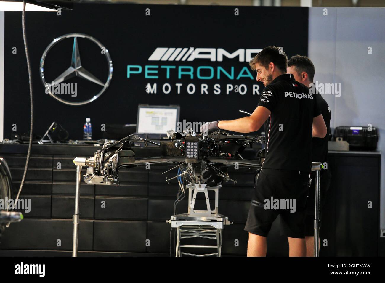 Mercedes amg f1 pit garage at night hi-res stock photography and images ...