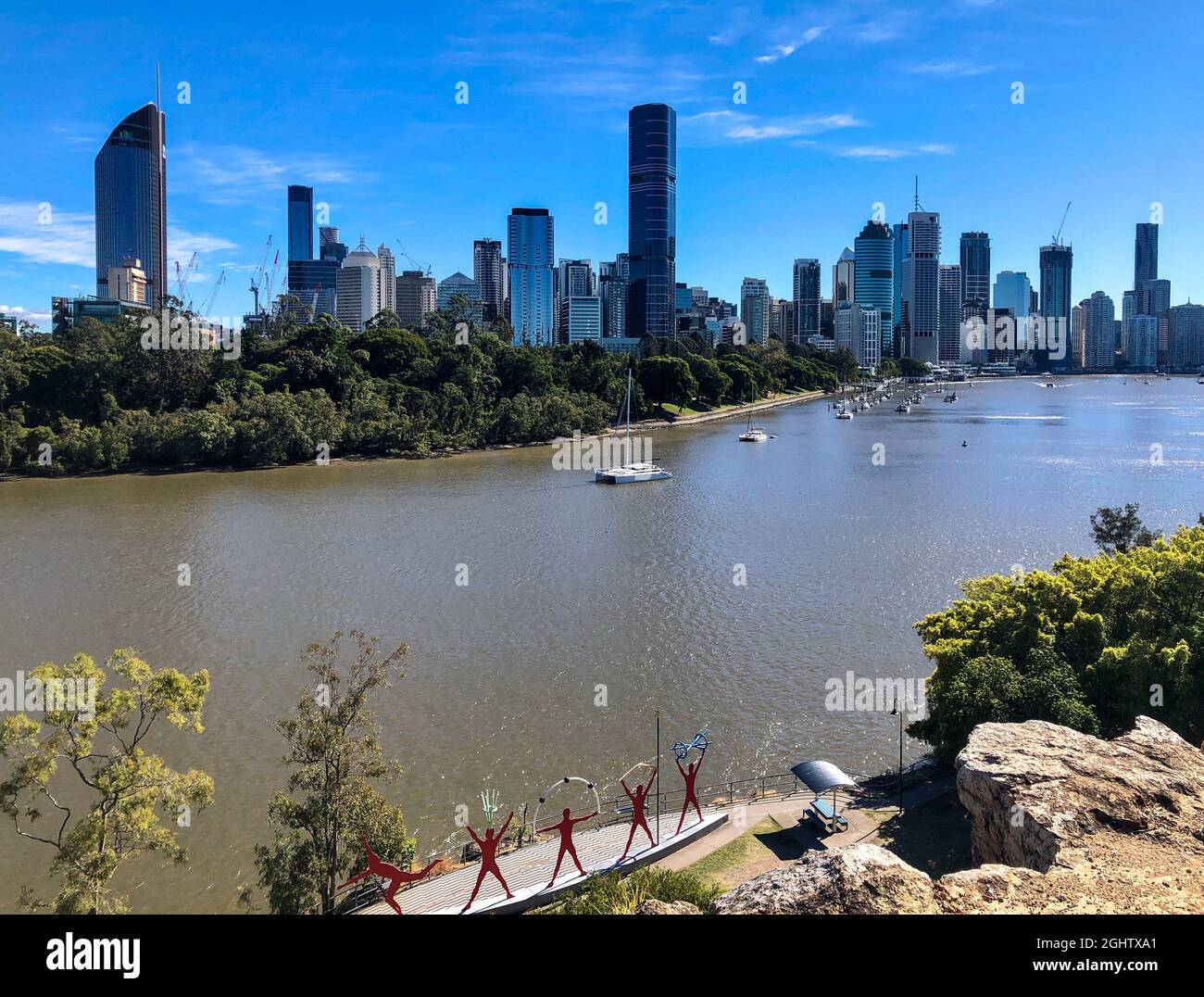 Brisbane cityscape from Kangaroo Point, Queensland, Australia Stock ...