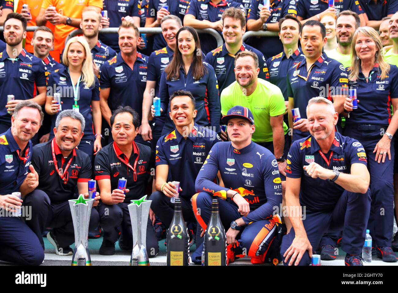 Red bull racing celebrates team mate max verstappen hi-res stock ...