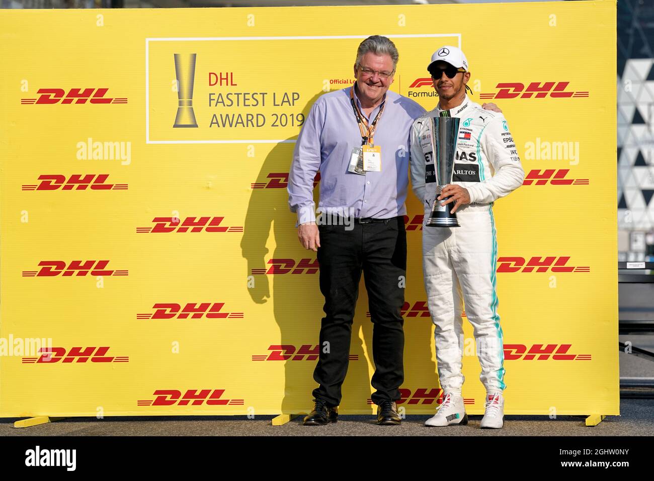 Lewis Hamilton (GBR) Mercedes AMG F1 - DHL Fastest Lap Award. 01.12. ...