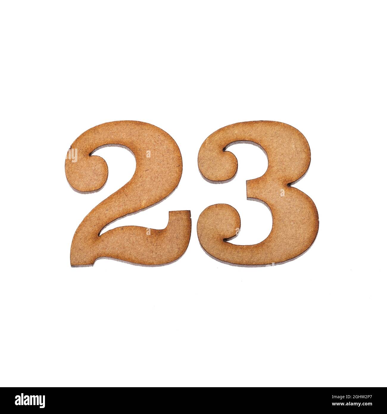 Number twenty-three, 23 - Piece of wood isolated on white background ...