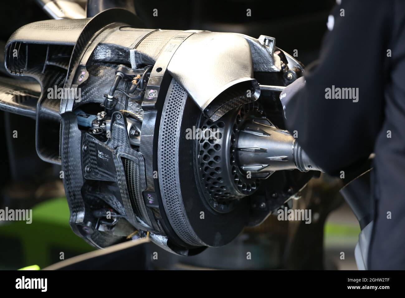 Mercedes AMG F1 W11 brake duct detail. 26.02.2020. Formula One Testing ...