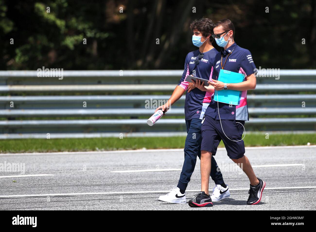 Lance Stroll (CDN) Racing Point F1 Team walks the circuit with the team ...