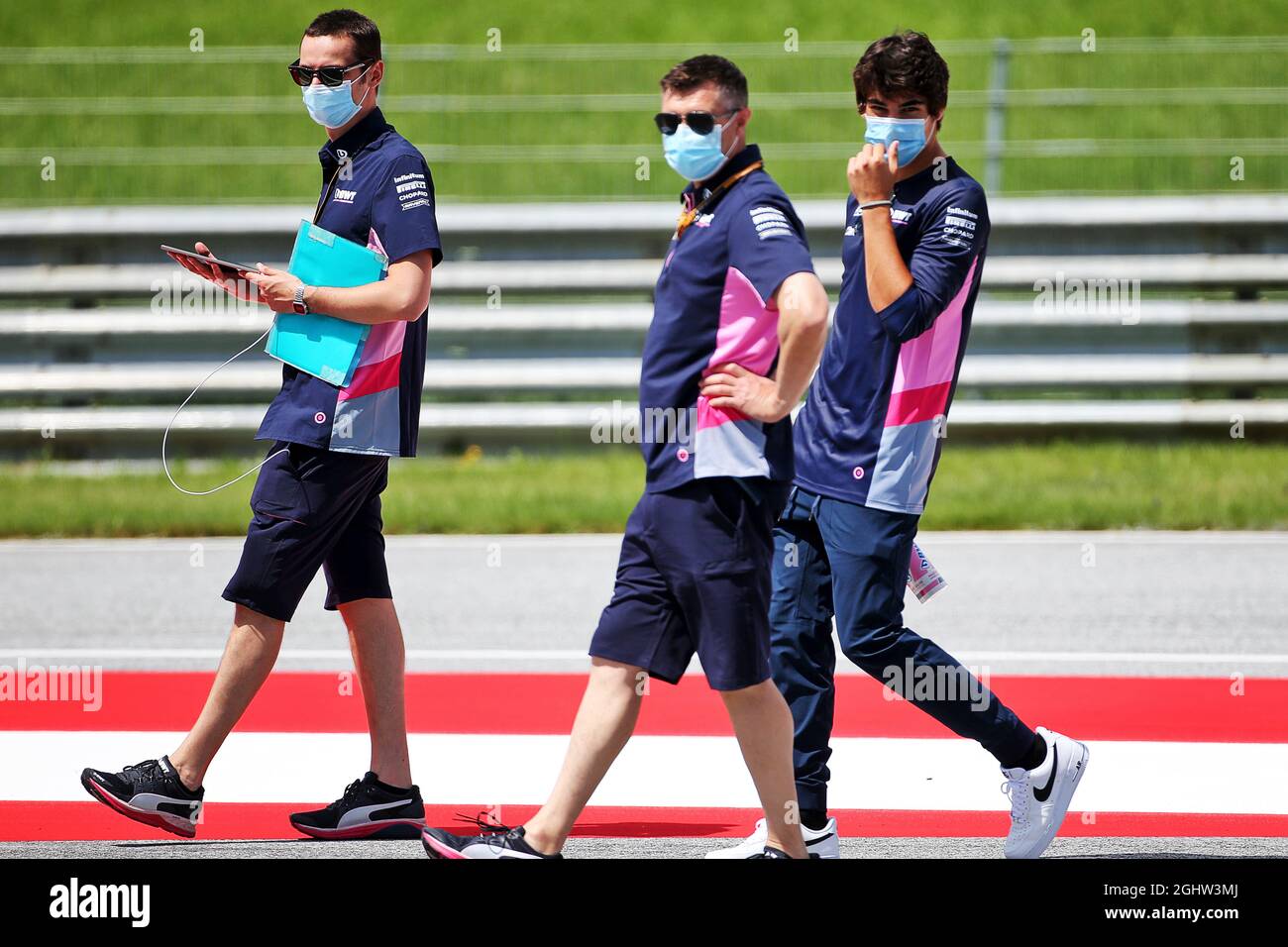 Lance Stroll (CDN) Racing Point F1 Team walks the circuit with the team ...