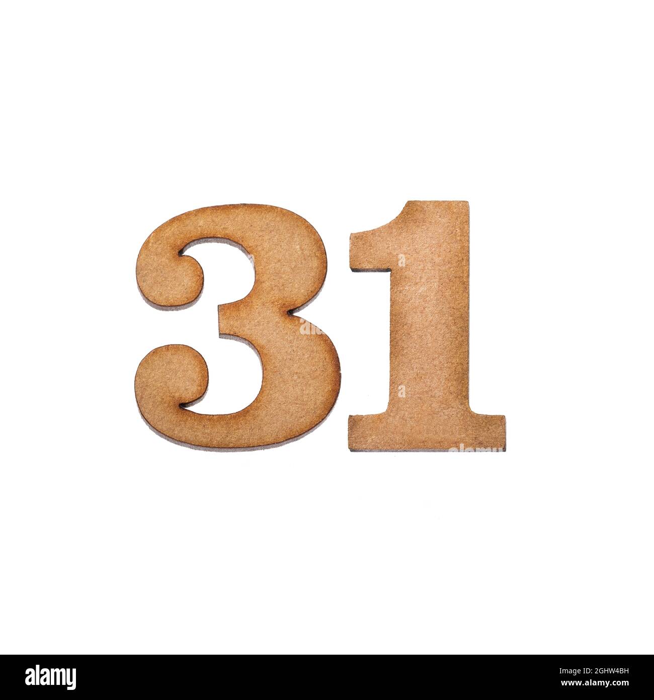 Number thirty-one, 31 - Piece of wood isolated on white background ... Number thirty-one, 31 - Piece of wood isolated on white background ...