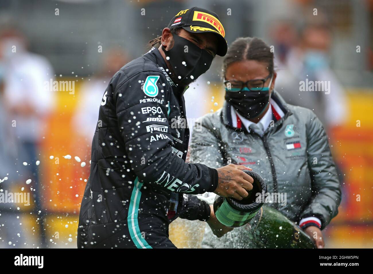 Race winner Lewis Hamilton (GBR) Mercedes AMG F1 celebrates on the ...