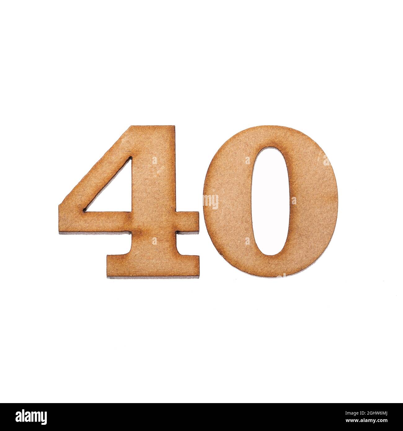 Number 40 in wood, isolated on white background Stock Photo - Alamy