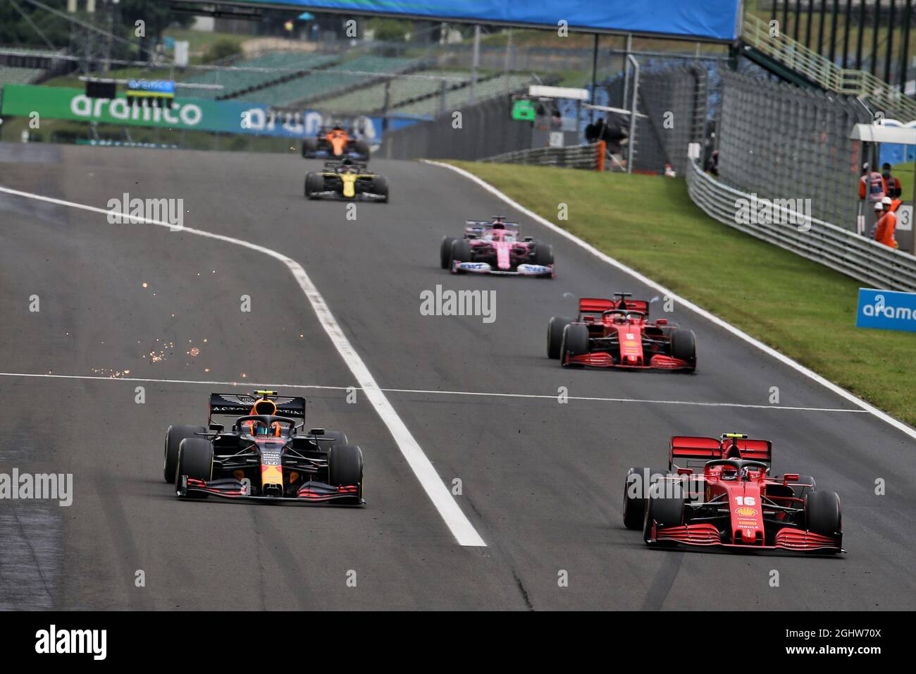Charles Leclerc (MON) Ferrari SF1000 and Alexander Albon (THA) Red Bull ...