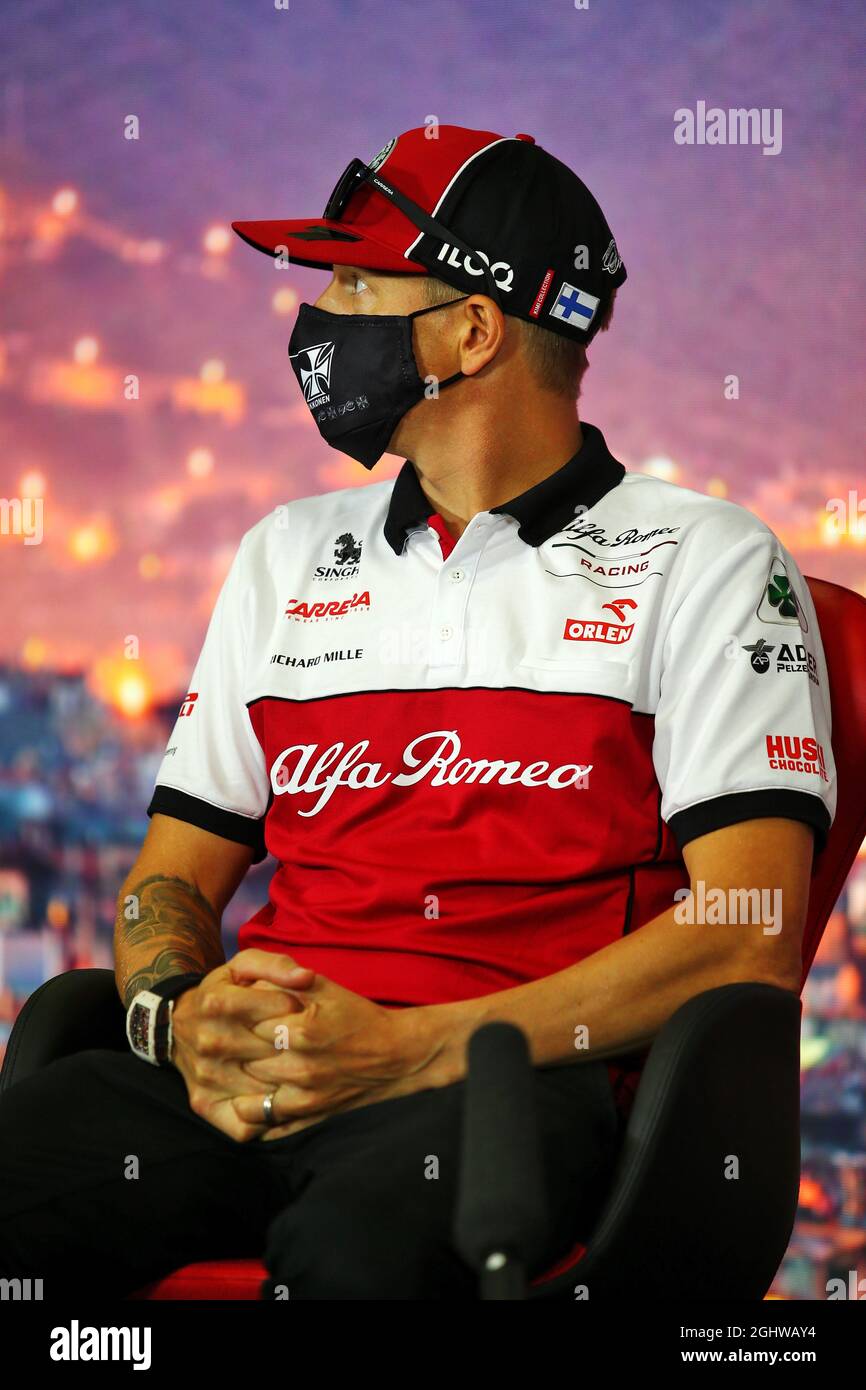 Kimi Raikkonen (FIN) Alfa Romeo Racing in the FIA Press Conference. 13. ...