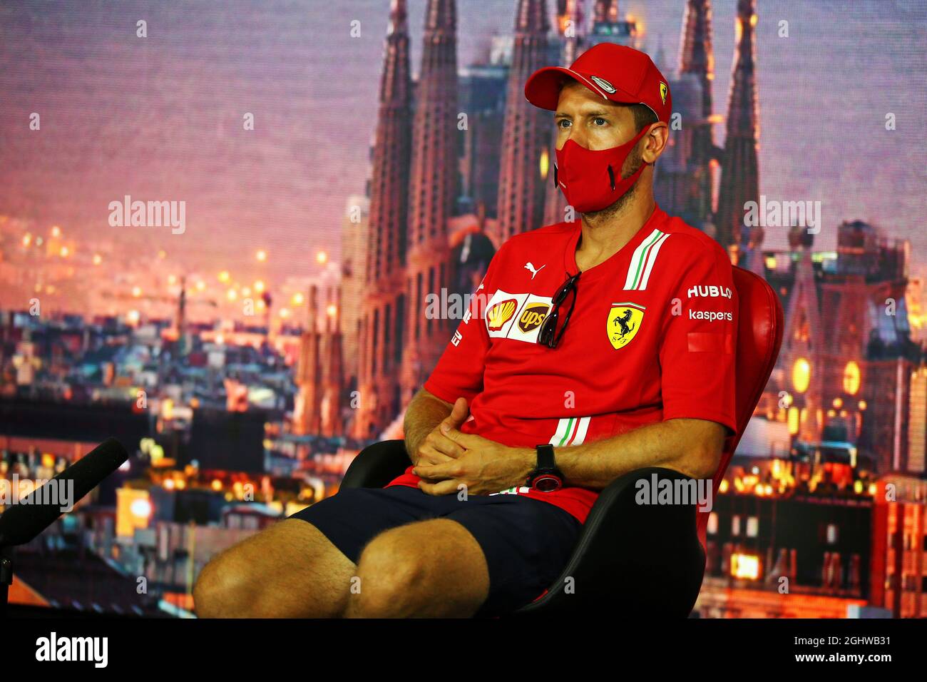 Sebastian Vettel (GER) Ferrari in the FIA Press Conference. 13.08.2020 ...