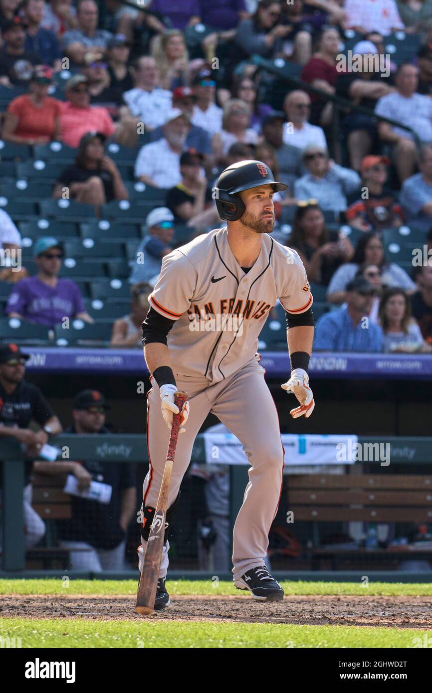 Denver CO, USA. 6th Sep, 2021. San Francisco right fielder Steven ...