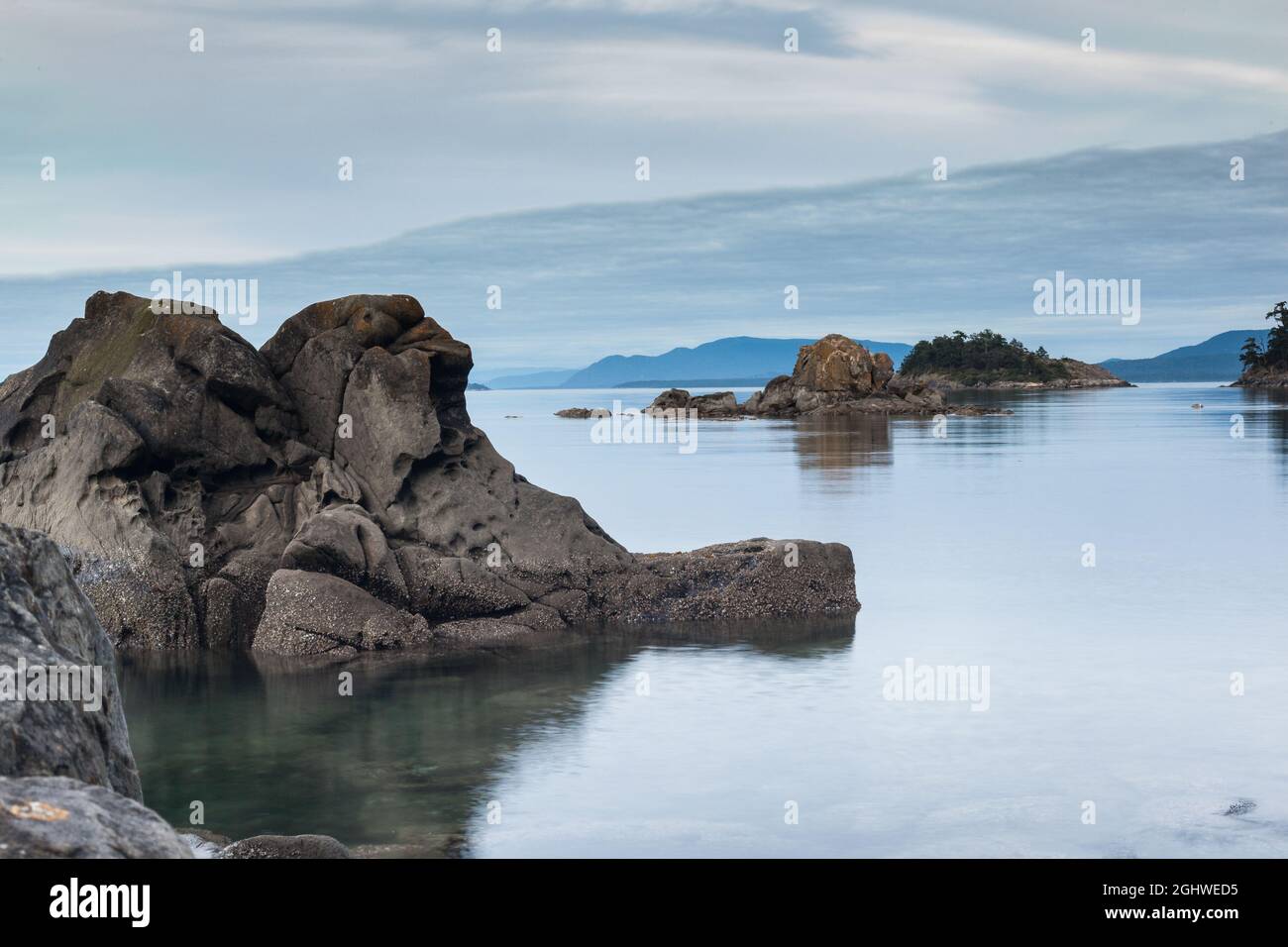 Coastal seascape, Pender Island, Gulf Islands, Gulf of Georgia, British ...