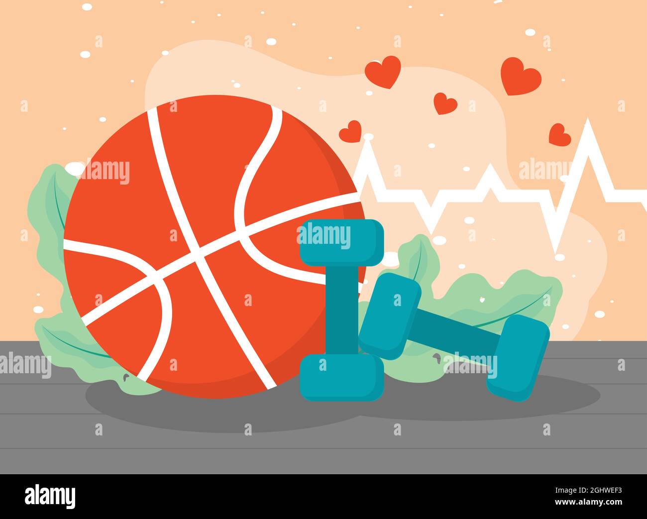 basketball and hearts healthy lifestyle Stock Vector Image & Art - Alamy