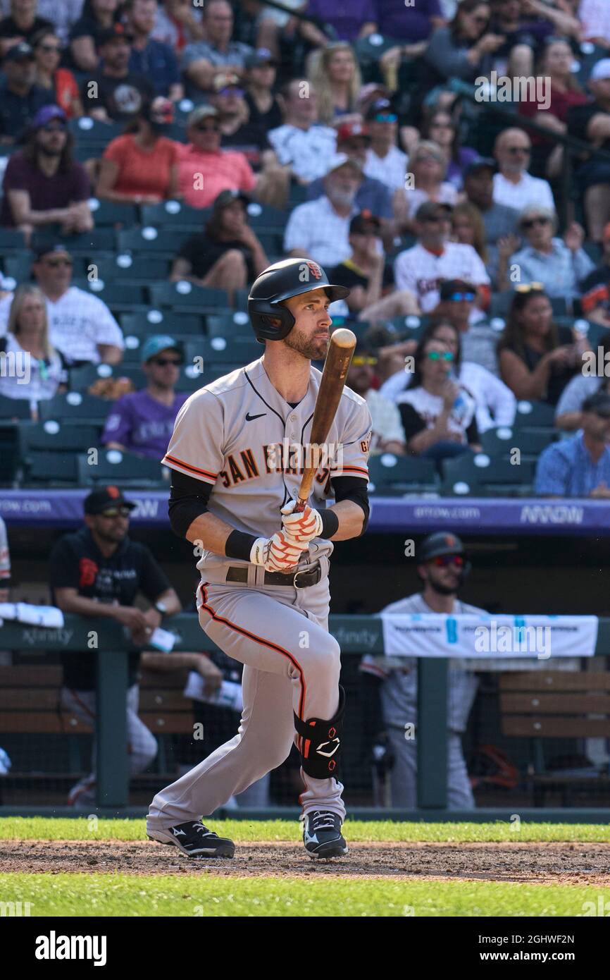 Denver CO, USA. 6th Sep, 2021. San Francisco right fielder Steven ...