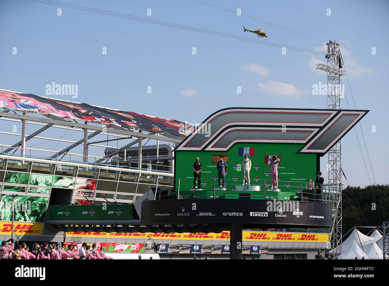 The podium (L to R): Graham Watson (GBR) AlphaTauri Team Manager ...