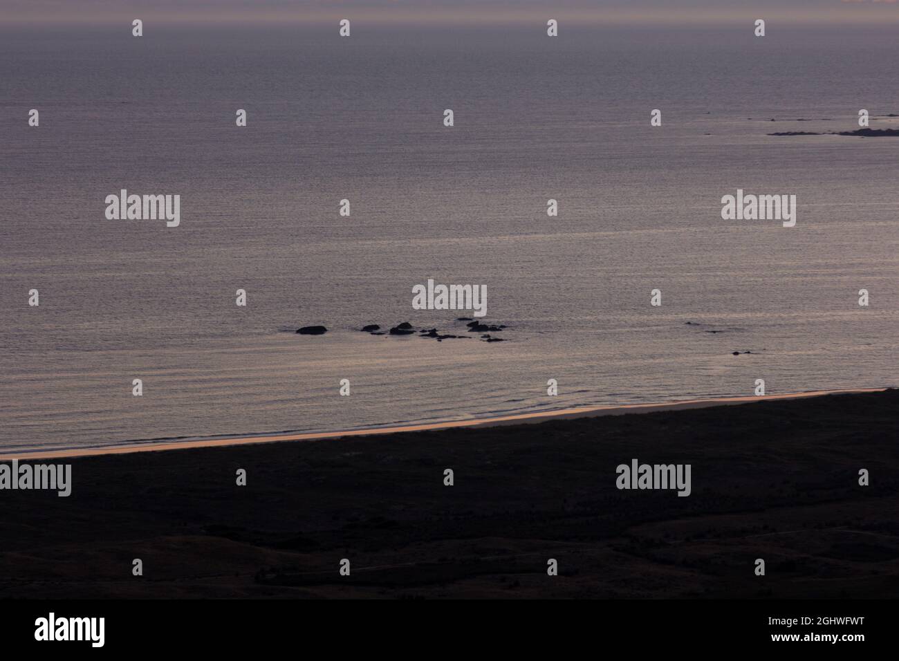 Marine views of the Atlantic Ocean, with calm sea and rocky coast Stock ...