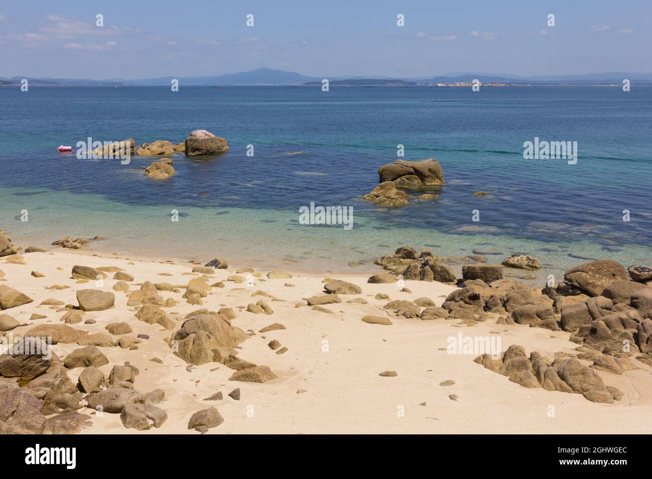 Marine views of the Atlantic Ocean, with calm sea and rocky coast Stock ...