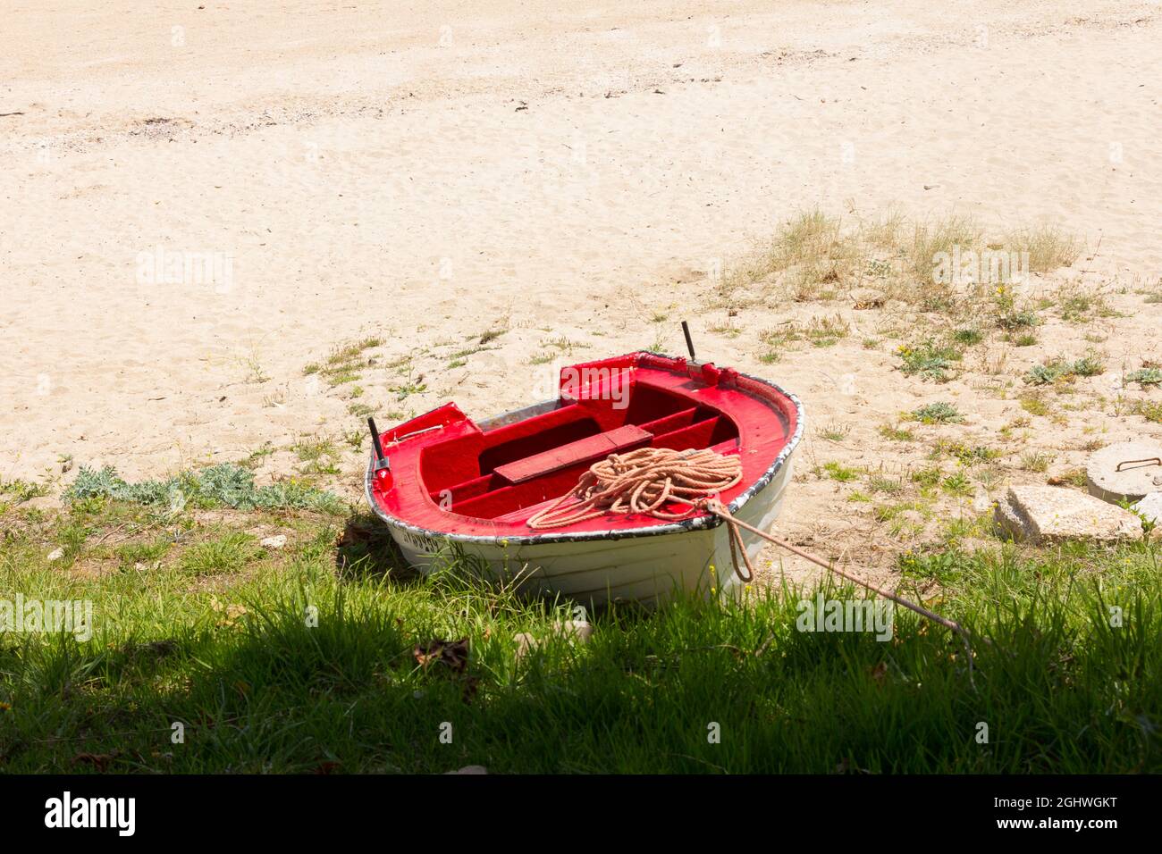 Classic wooden and antique fishing boats. Rowing boats without motor ...
