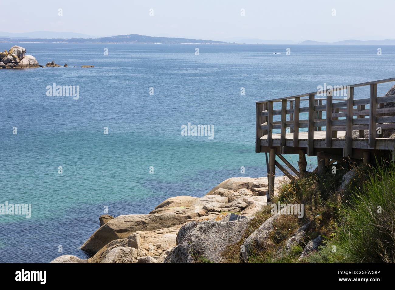 Marine views of the Atlantic Ocean, with calm sea and rocky coast Stock ...