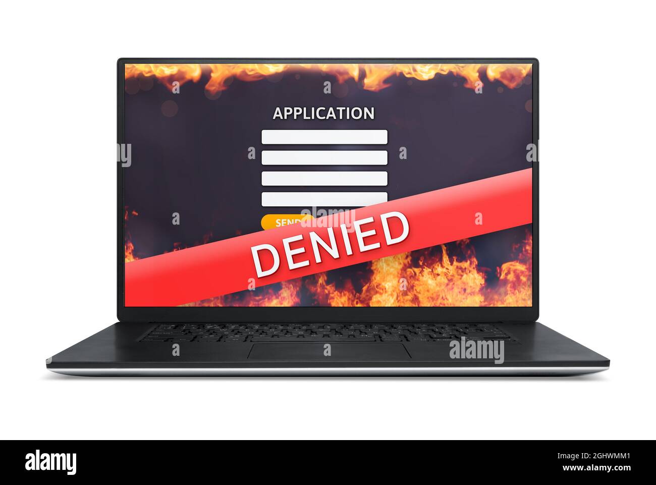 Application denied screen on black laptop. Negative mockup website ...