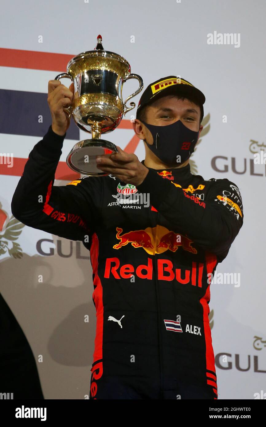 Alexander Albon (THA) Red Bull Racing celebrates his third position on ...