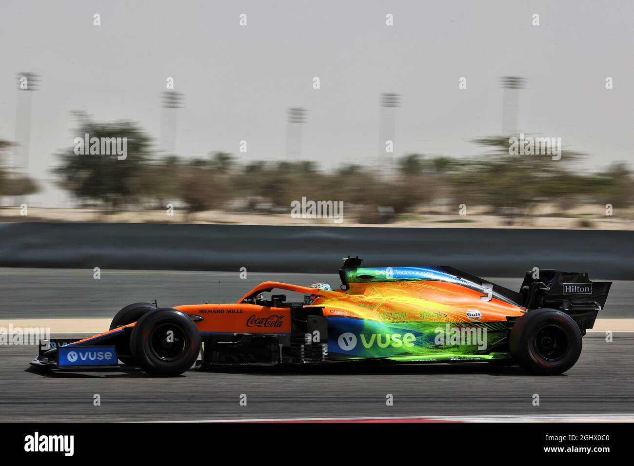 Daniel Ricciardo (AUS) McLaren MCL35M with flow-vis paint. 13.03.2021 ...