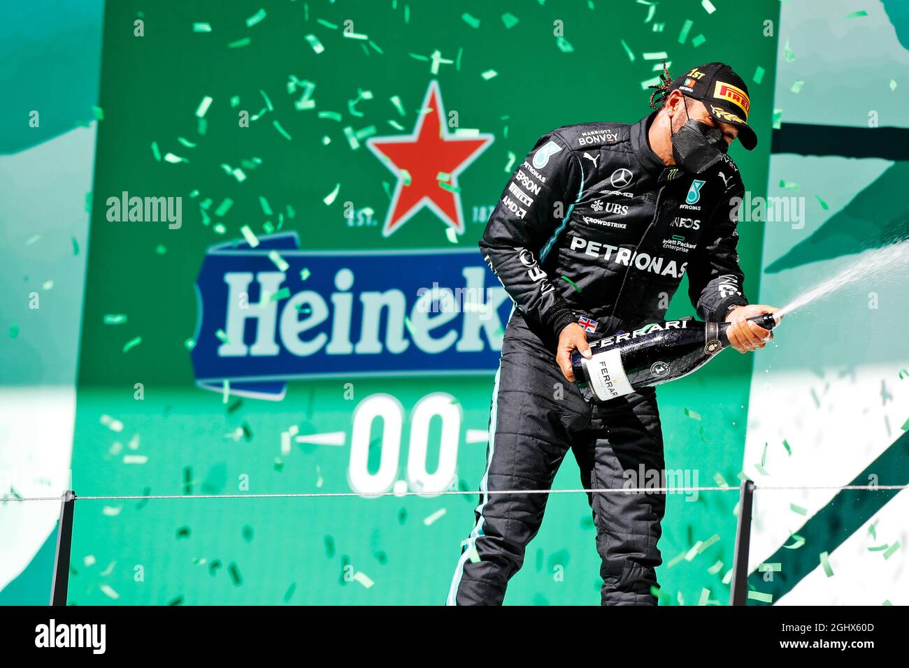 Race winner Lewis Hamilton (GBR) Mercedes AMG F1 celebrates on the ...