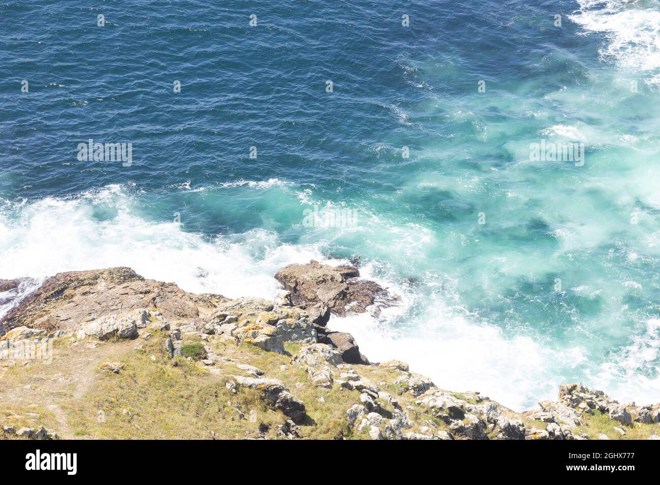 Marine views of the Atlantic Ocean, with calm sea and rocky coast Stock ...