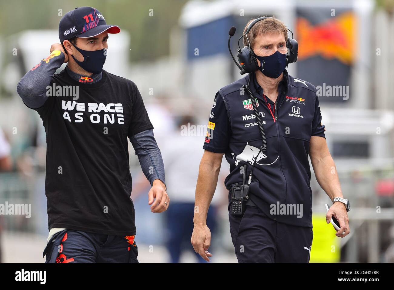 Sergio Perez (MEX) Red Bull Racing with Xavi Martos (ESP) Red Bull ...