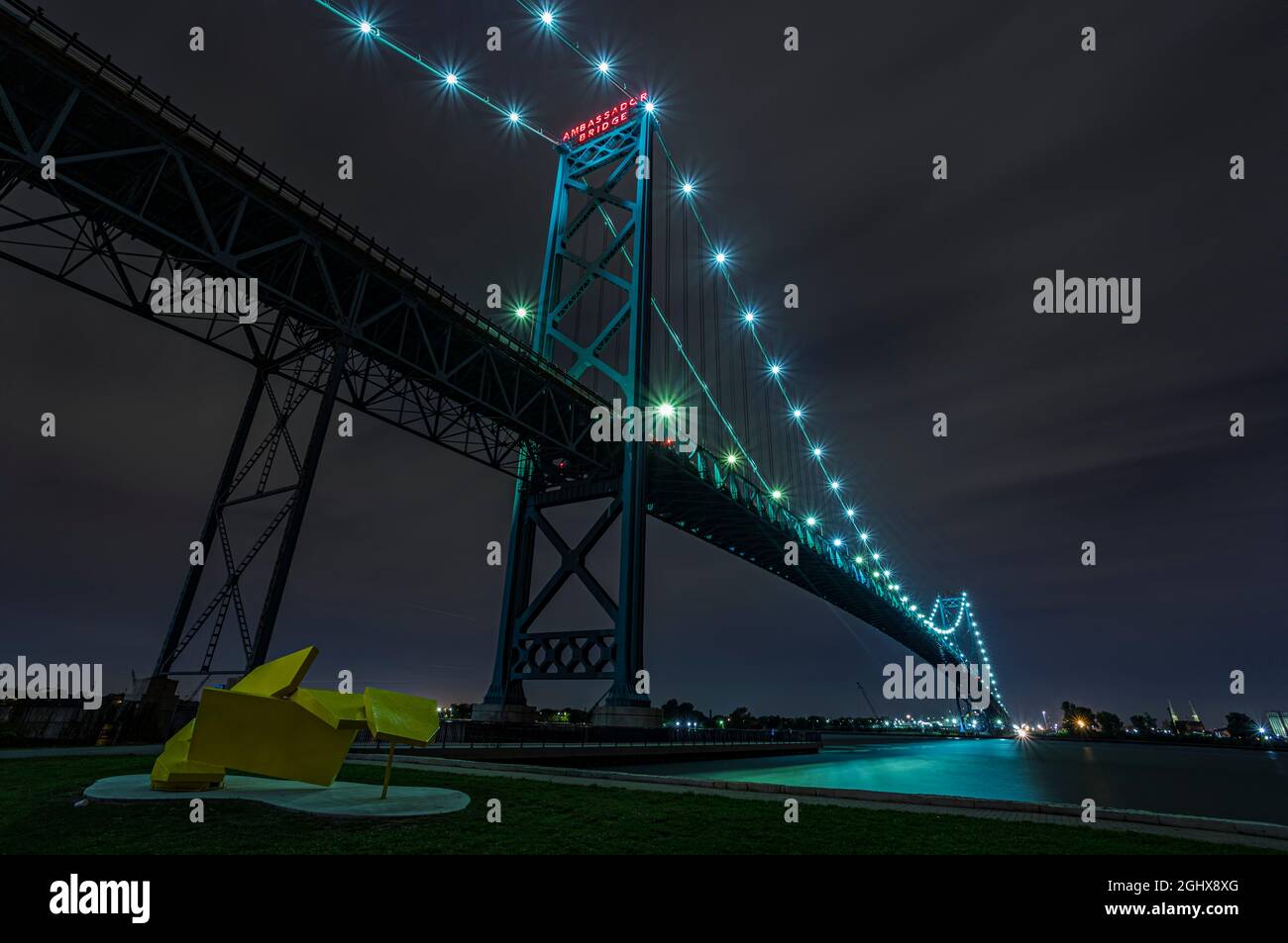 Ambassador Bridge Connecting Detroit, Michigan, to Windsor, Ontario ...