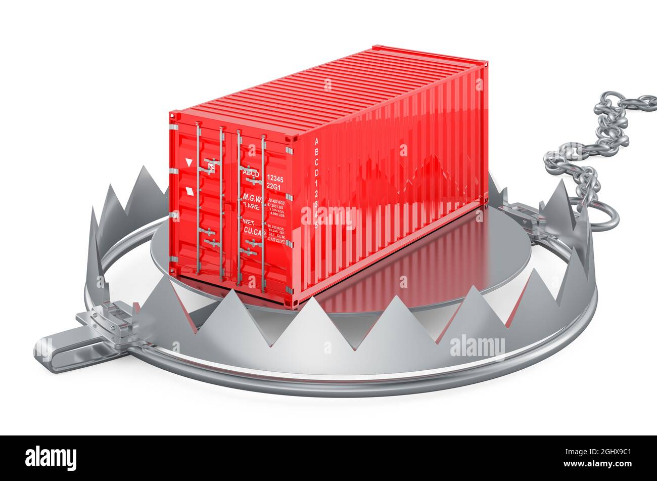 Bear Trap with cargo container, 3D rendering isolated on white ...