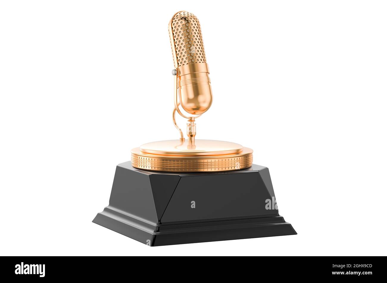 Microphone golden award concept. 3D rendering isolated on white ...
