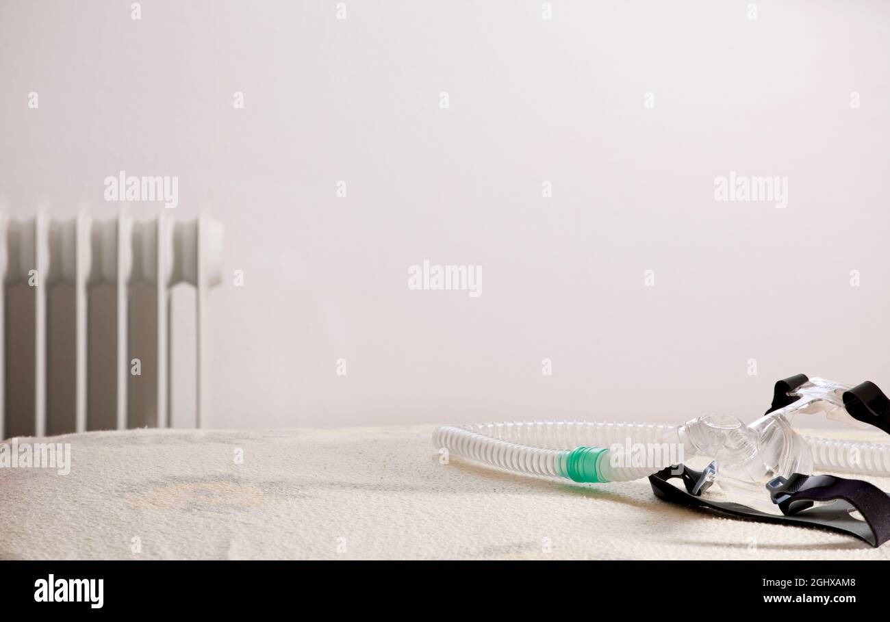 Assisted breathing mask, in elderly residence room Stock Photo - Alamy