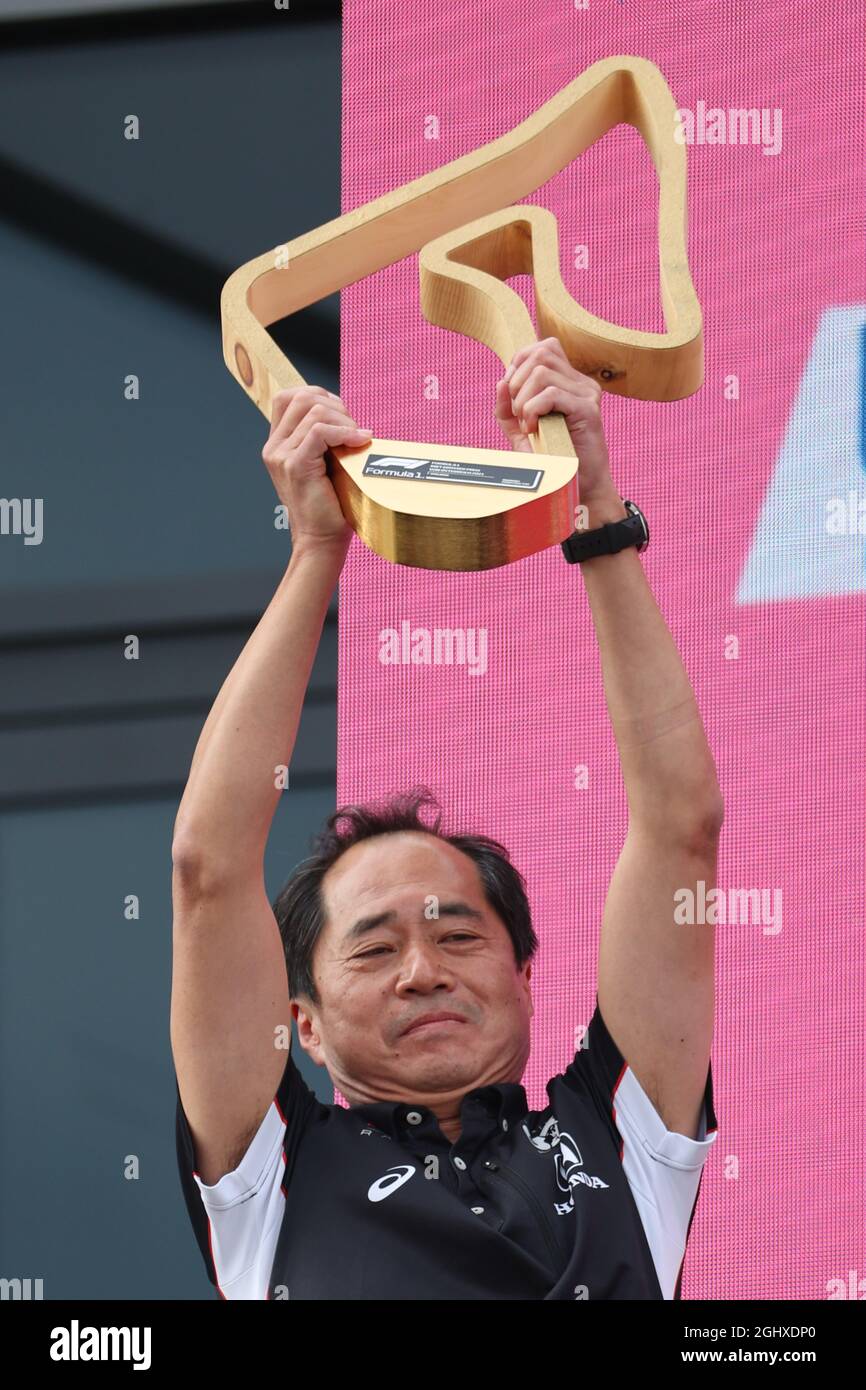 Honda racing f1 technical director celebrates on podium hi-res stock ...