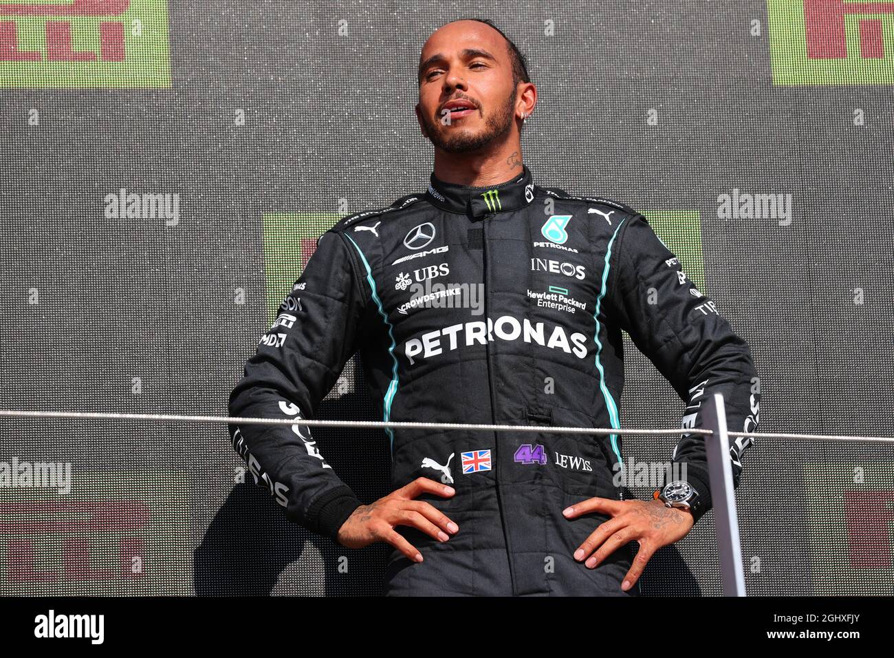Race winner Lewis Hamilton (GBR) Mercedes AMG F1 celebrates on the ...